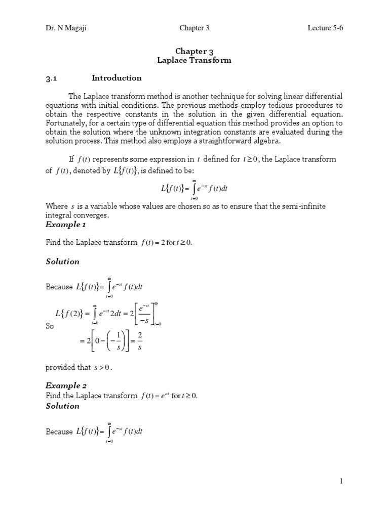 Chapter 3 (Laplace Transform) | PDF | Laplace Transform | Equations
