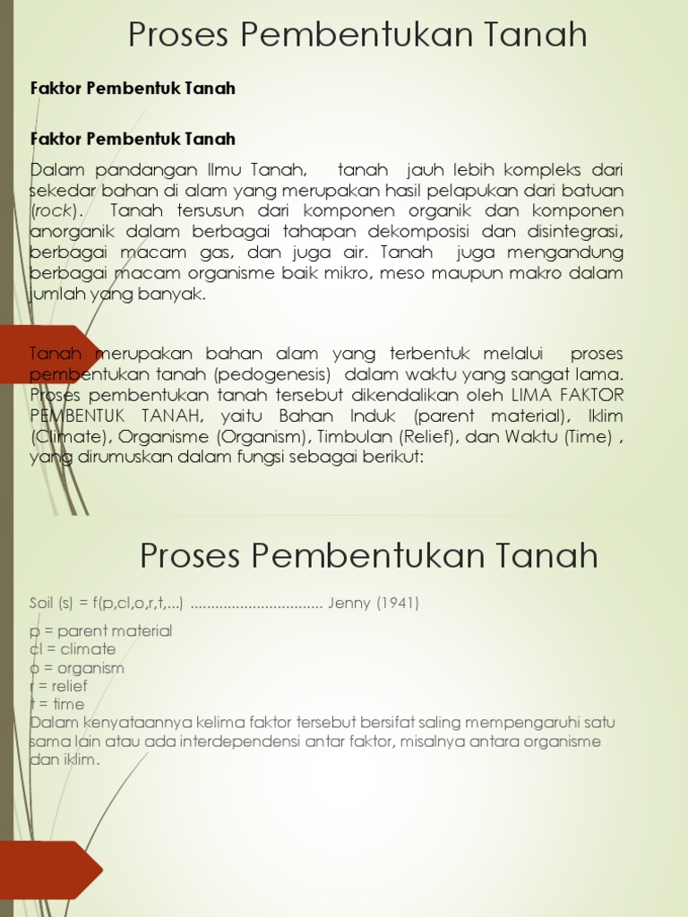 Faktor Pembentuk Tanah dan Prosesnya | PDF | Griya & Taman | Sains ...
