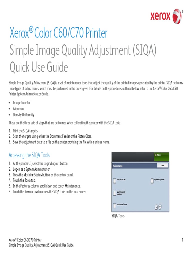 c60 c70 SIQA Quick Use Guide en | PDF | Printer (Computing ...