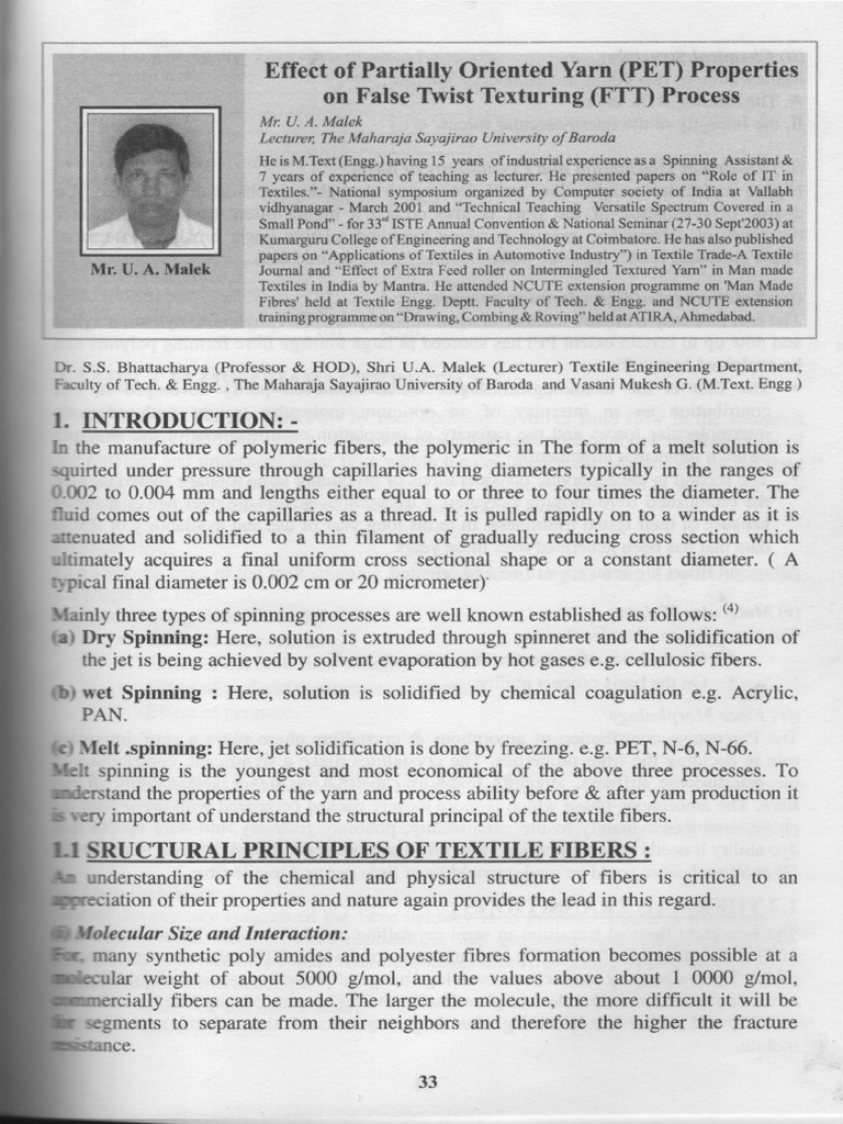 Understanding the Effect of Partially Oriented Yarn Properties on False ...