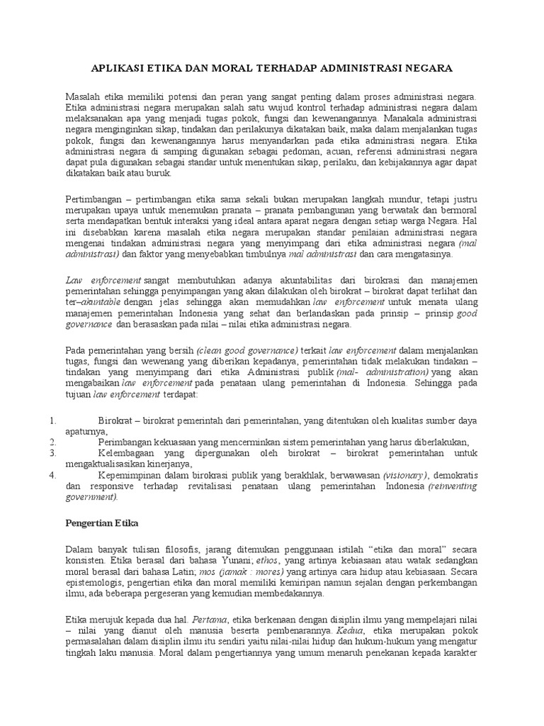 Etika Administrasi Negara dan Good Governance | PDF | Politik | Sains ...