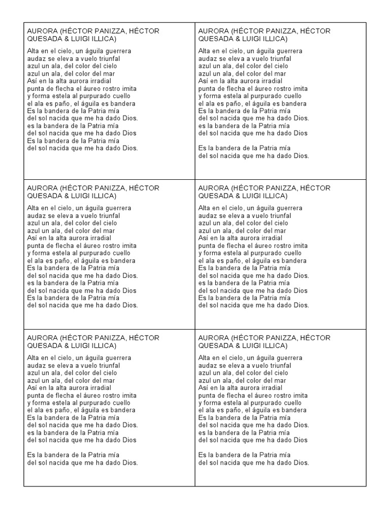 Letra de "Aurora" de Héctor Panizza | PDF | Ópera | Obras de lengua ...