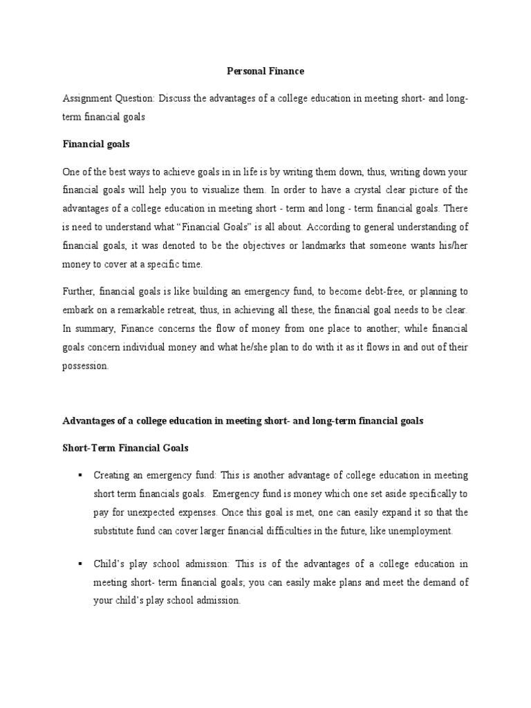 Personal Finance Assignment Title 3 | PDF | Goal | Retirement