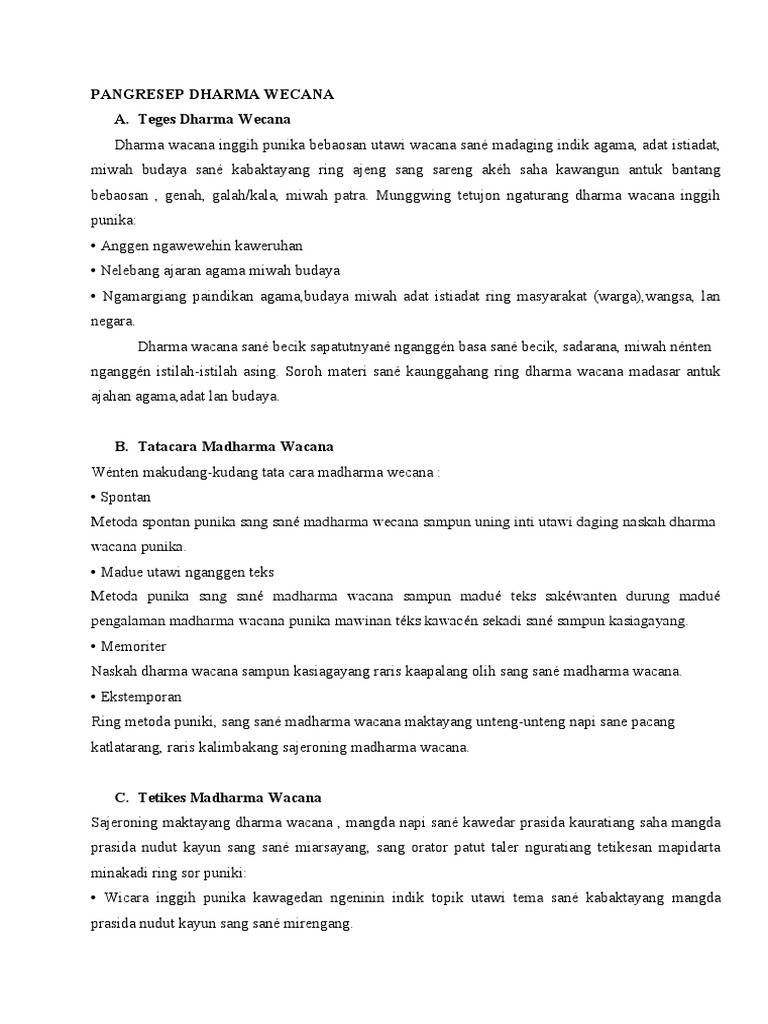 Dharma Wacana (B.bali) | PDF