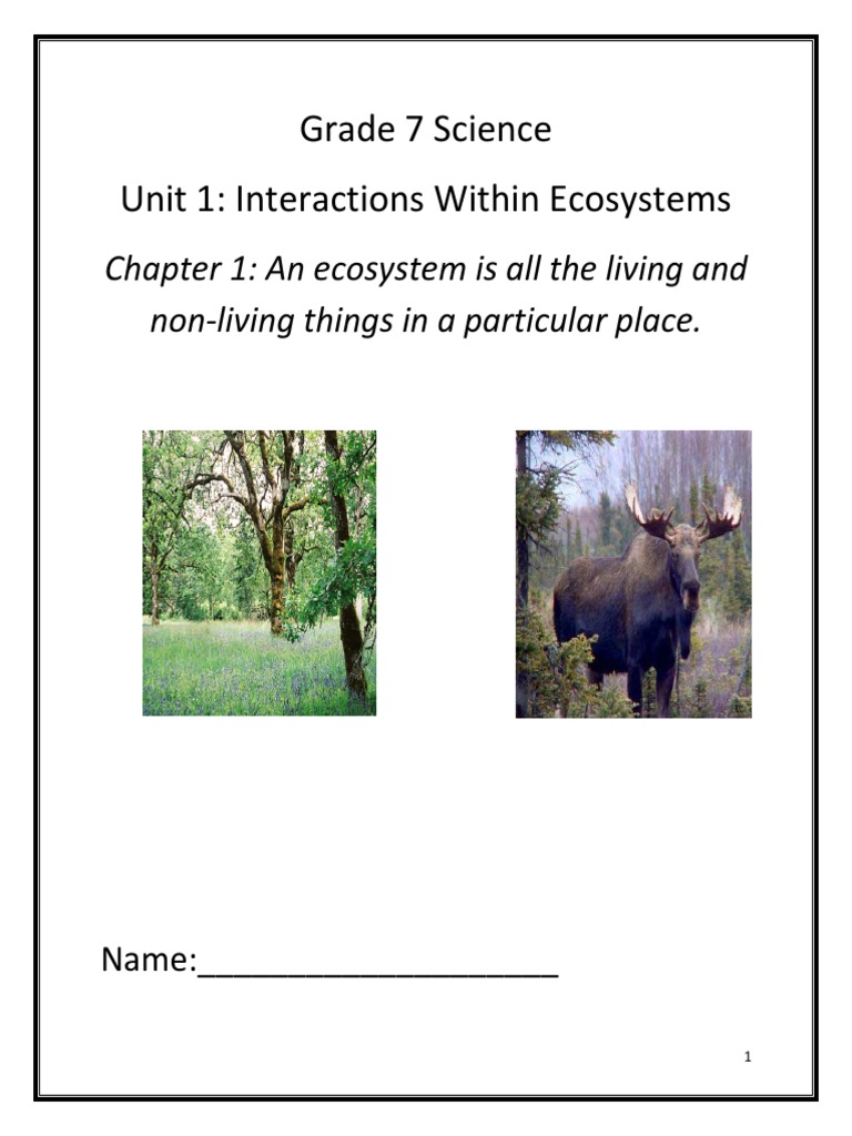 Grade 7 Science Unit 1: Interactions Within Ecosystems | PDF ...