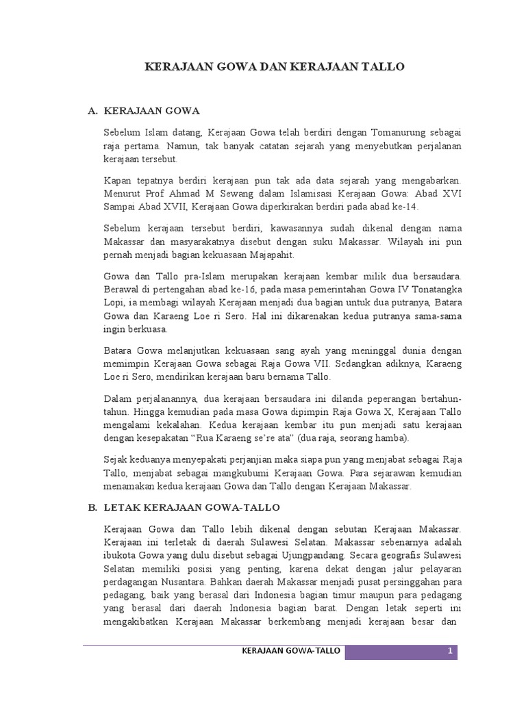 Kerajaan Gowa Dan Tallo | PDF