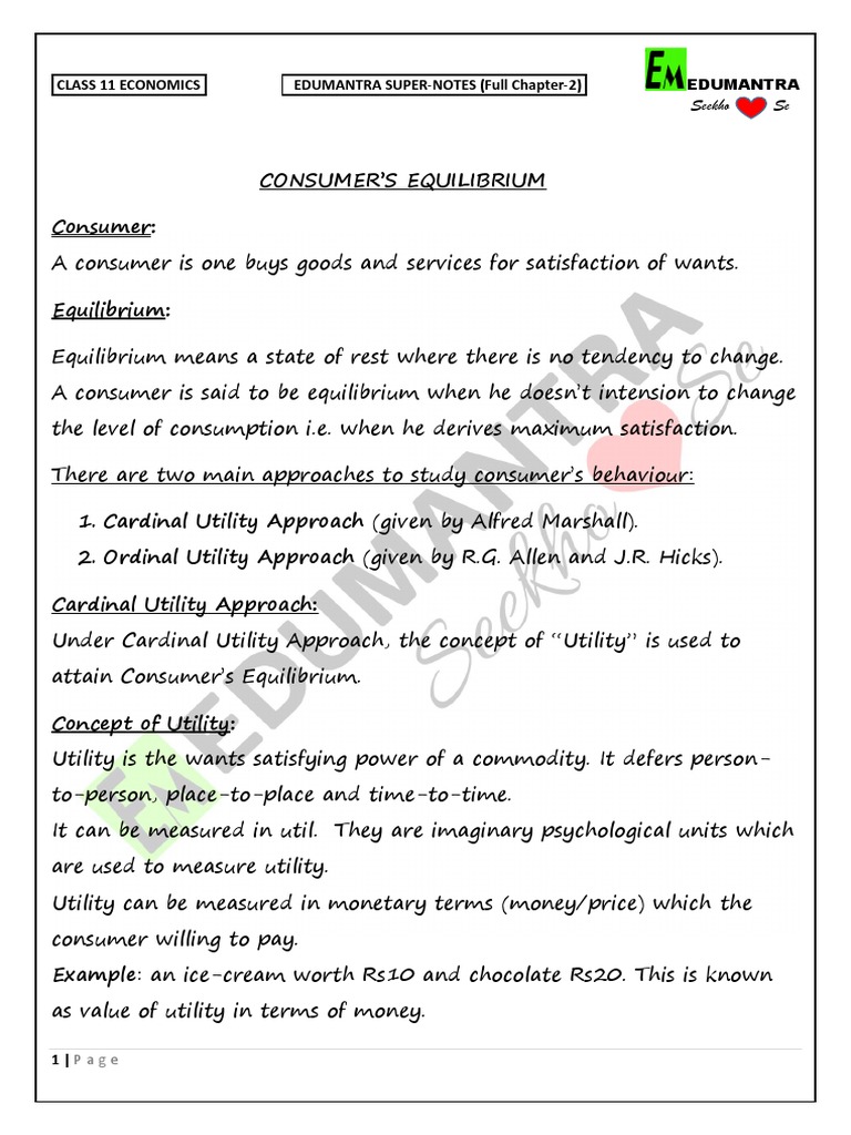 Class 11 Economics EDUMANTRA SUPER-NOTES (Full Chapter-2) Edumantra ...
