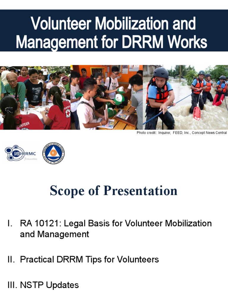 Volunteer Mobilization and Management For DRRM Works: Photo Credit ...