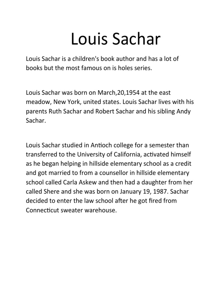 Louis Sachar BIO | PDF
