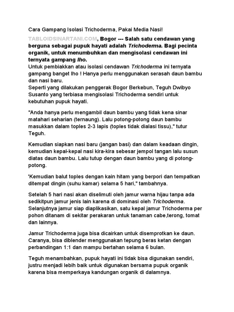 Biopstisida Trichoderma | PDF