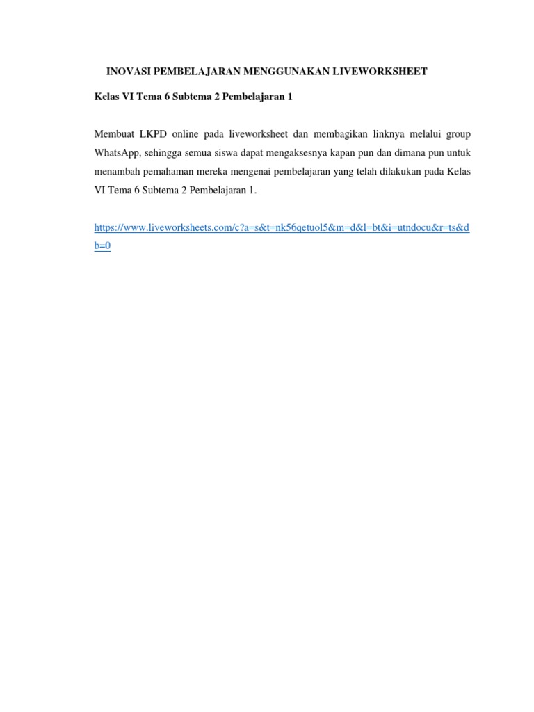 Karya Inovasi LKPD Online Liveworksheet 3 | PDF