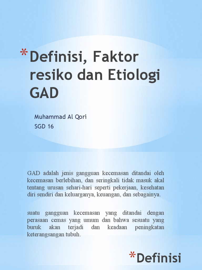 Definisi, Faktor Resiko Dan Etiologi GAD | PDF