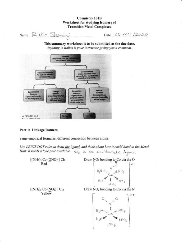 Chem101b - Isomers Lab | PDF | Coordination Complex | Isomer