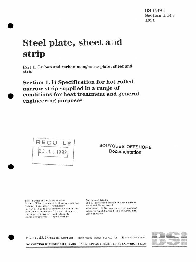 BS 1449 - 1.14 - Steel Plate, Sheet and Strip - SPC For Hot Rolled ...