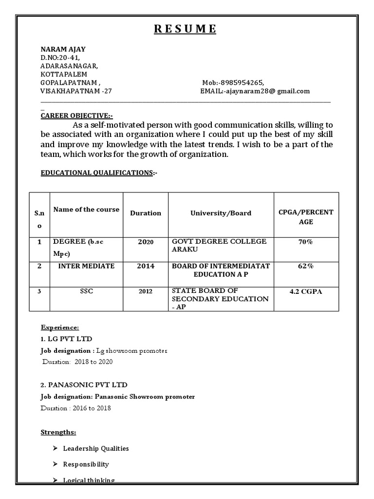 Ajay Resume PDF | PDF | Cognition