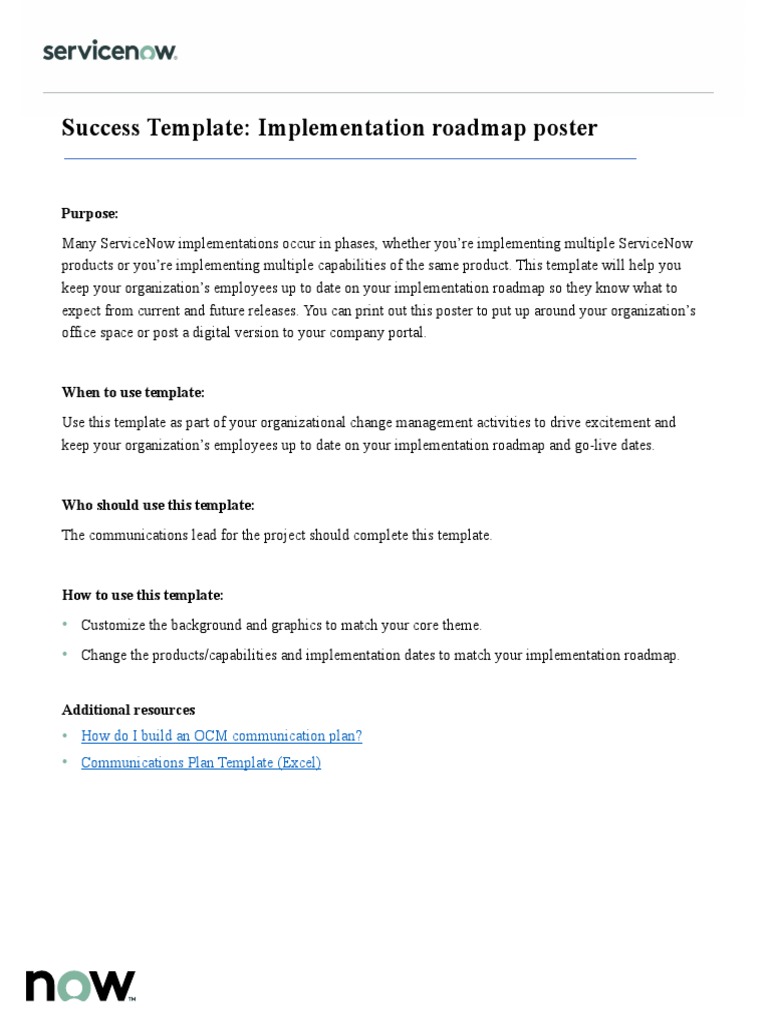 Success Template: Implementation Roadmap Poster: Purpose | PDF
