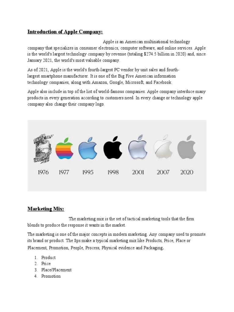 Introduction of Apple Company | PDF | Apple Inc. | Marketing