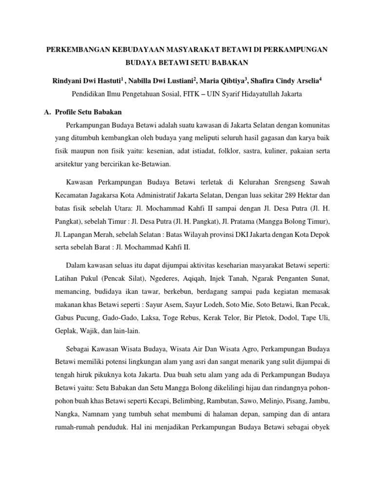 Kelompok 5 - Budaya (Setu Babakan) | PDF | Ilmu Sosial