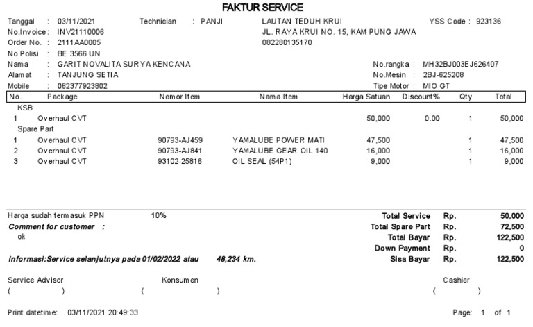 Invoice For Yamaha | PDF