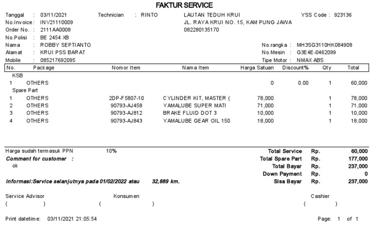 Invoice For Yamaha | PDF