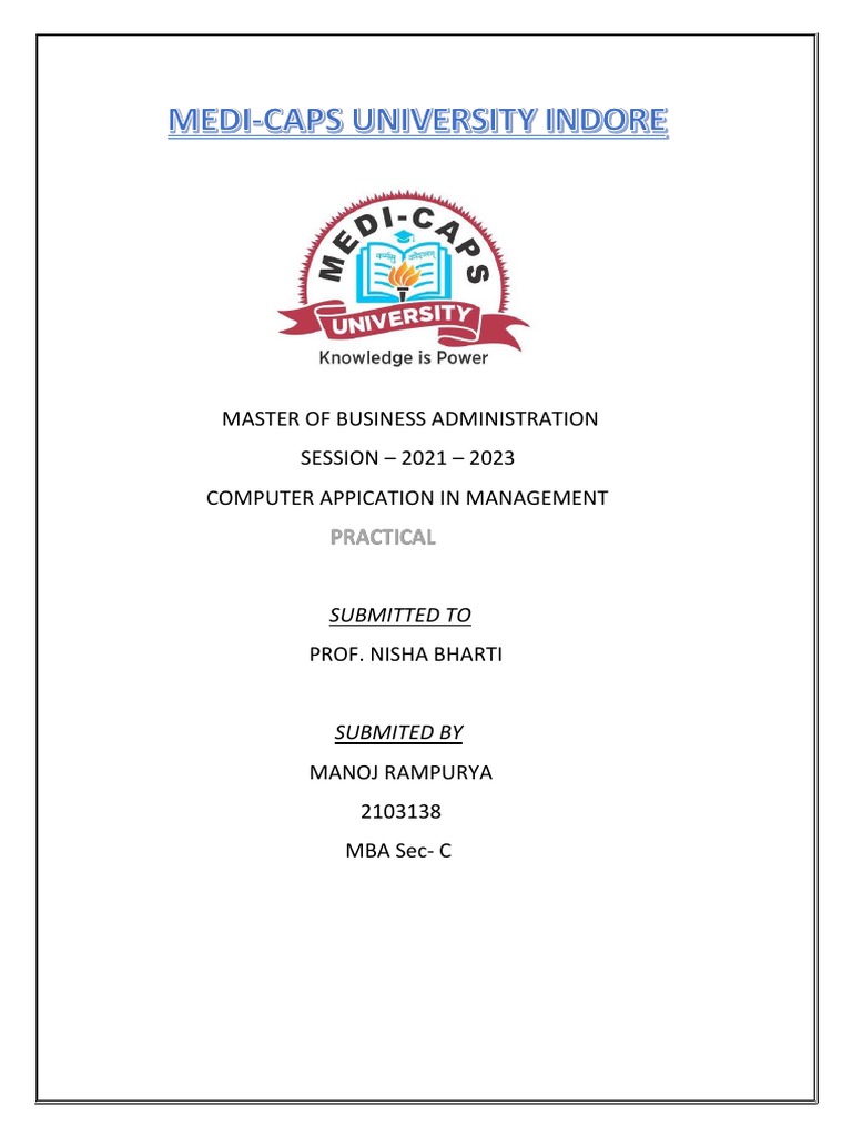 Master of Business Administration SESSION - 2021 - 2023 Computer Appication in Management | PDF ...