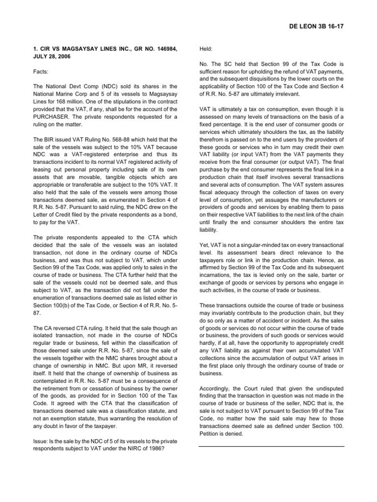 Digest | PDF | Value Added Tax | Taxes