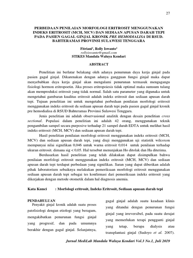 Perbedaan Morfologi Eritrosit DGN Sadt Dan Indeks Eritrosit | PDF