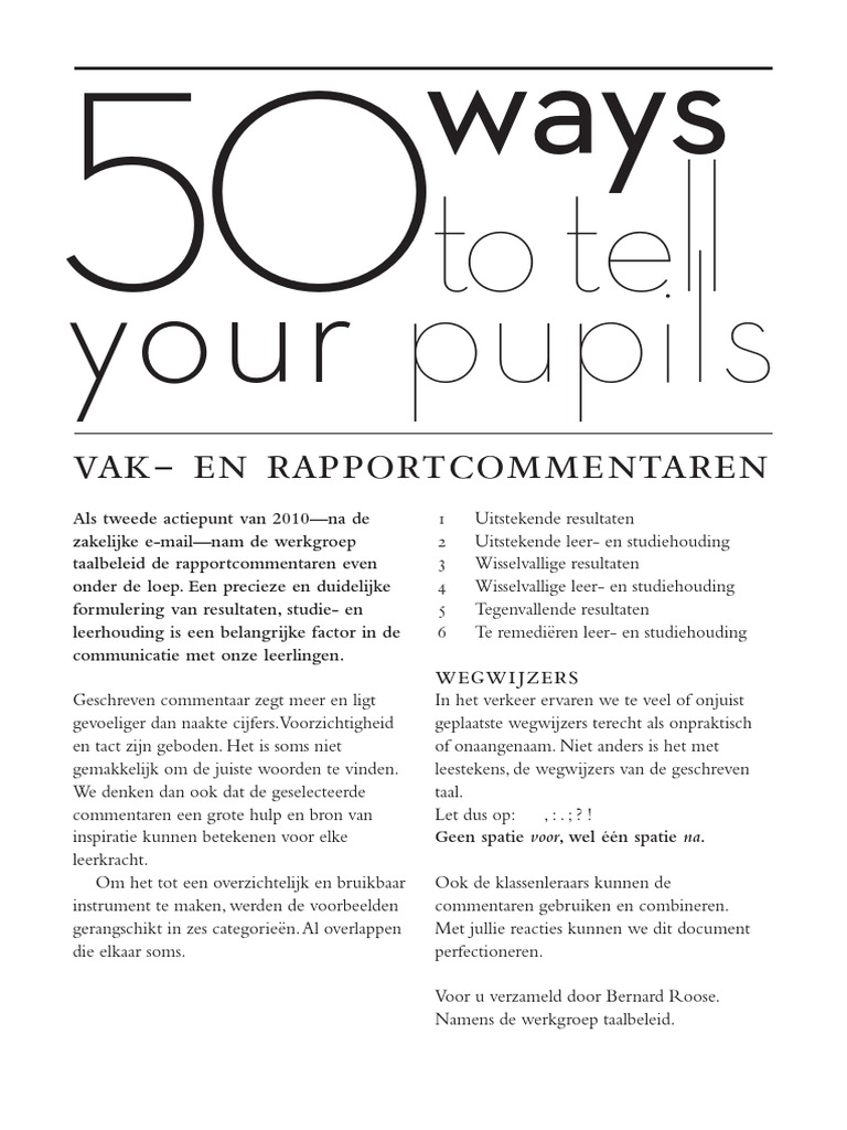 Rapportcommentaren Schrijven Tips Kopie | PDF