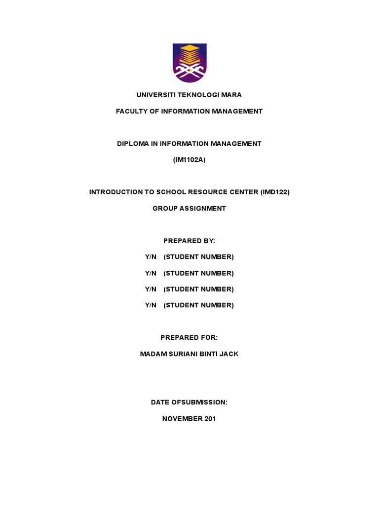 Imd 122 Group Assignment | PDF | School Library | Libraries