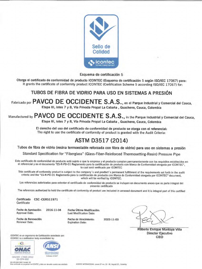 Cert. Astm d3517 | PDF