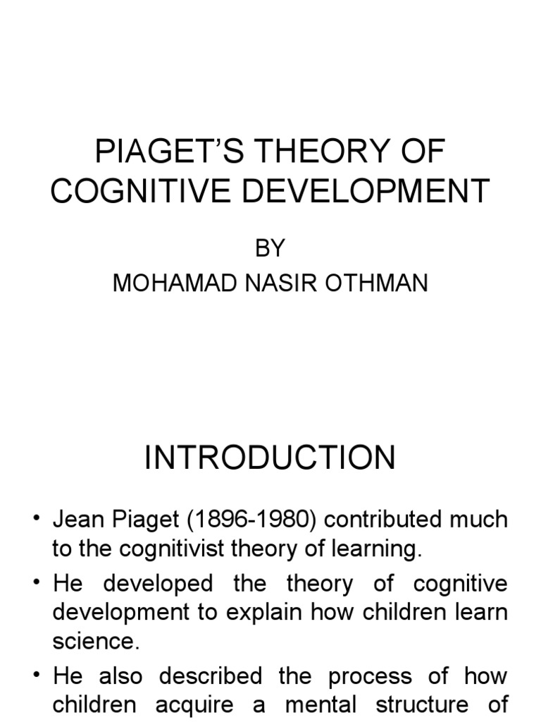 Introduction to Piaget's Cognitive Theory | PDF | Schema (Psychology ...