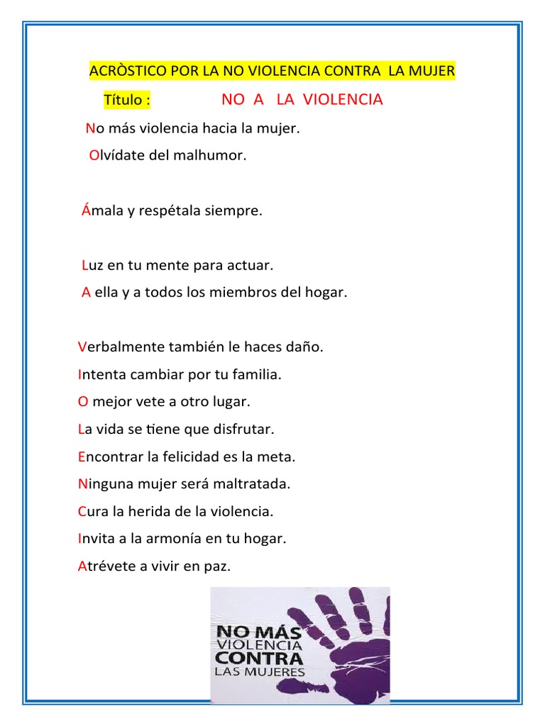 Acròstico Por La No Violencia Contra La Mujer | PDF