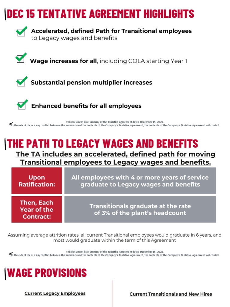 Dec 15 Tentative Agreement Highlights | PDF | Economies | Welfare