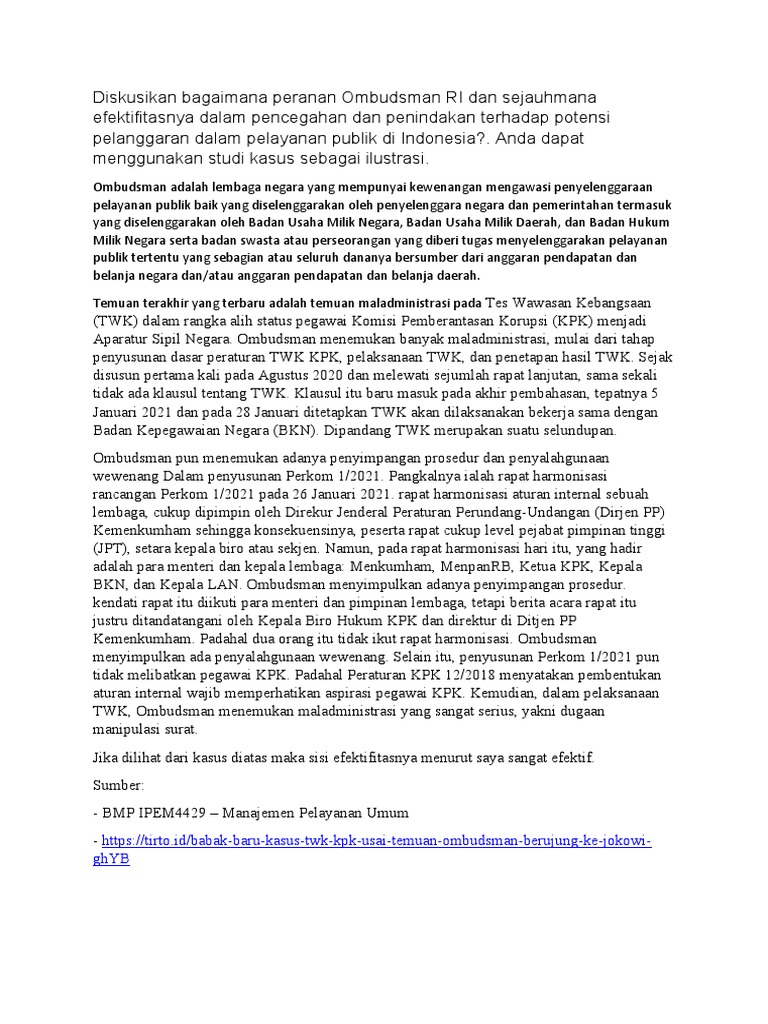 Manajemen Pelayanan Umum Diskusi 6 | PDF