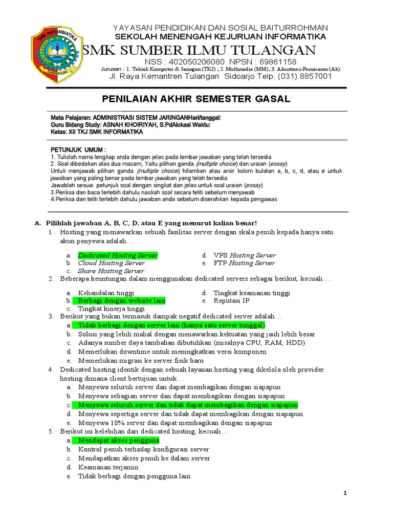 PAS Ganjil 2021-2022 Dari Bu Asnah | PDF