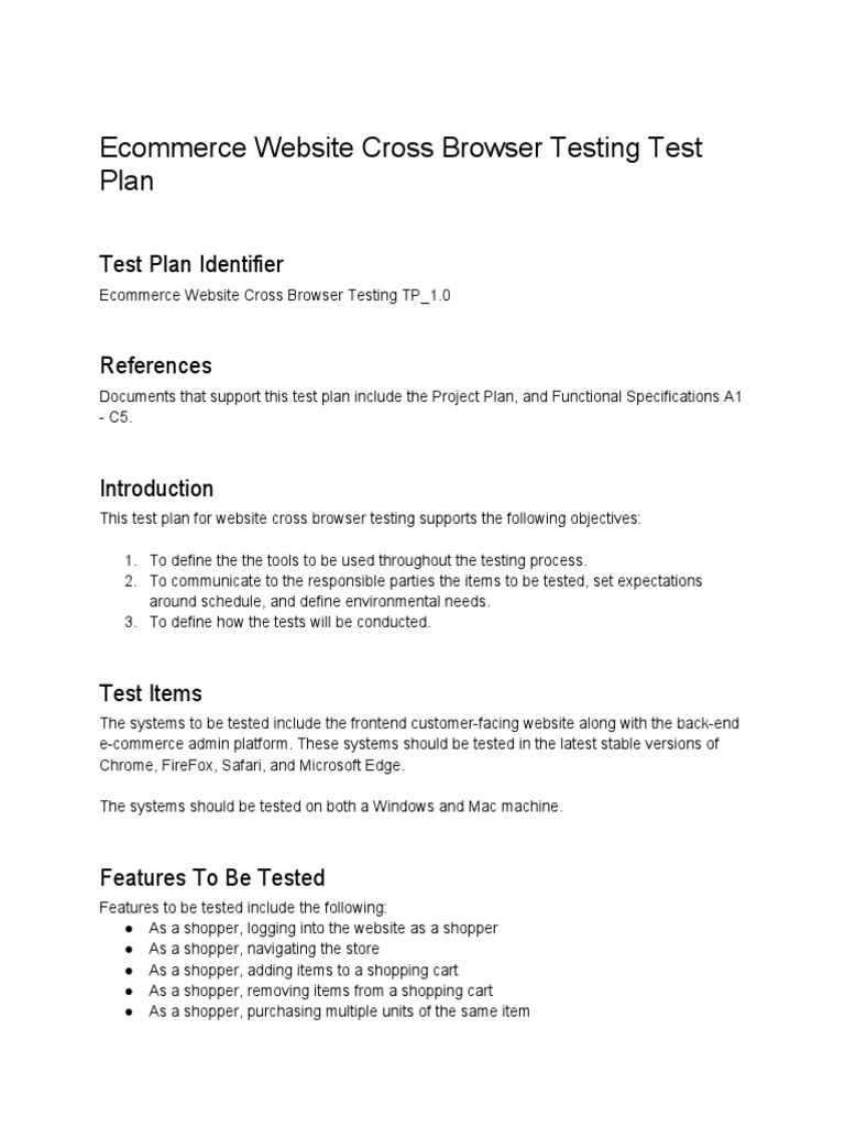 IEEE 829 Test Plan Example | PDF | Software Testing | E Commerce