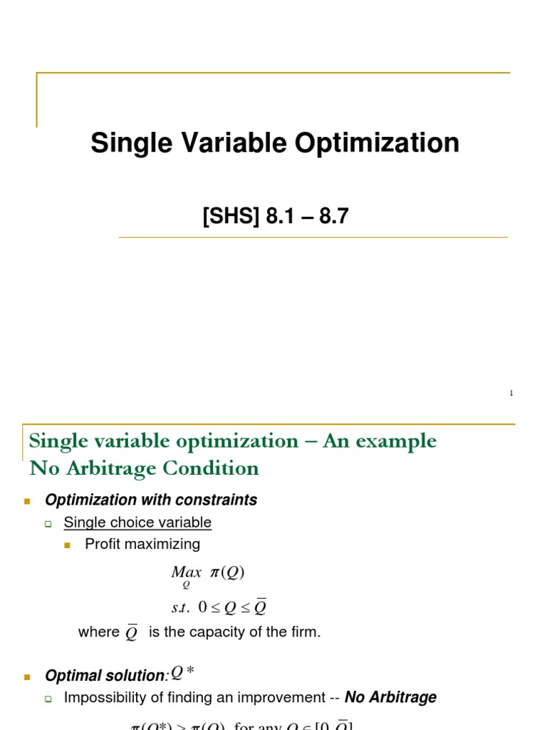 Single Variable Optimization | PDF | Mathematical Optimization | Maxima ...