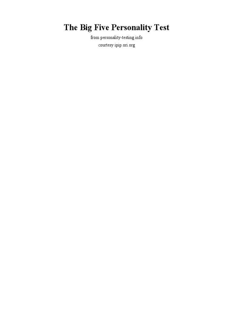 Big Five Personality Test Guide | PDF | Psychological Theories | Social ...