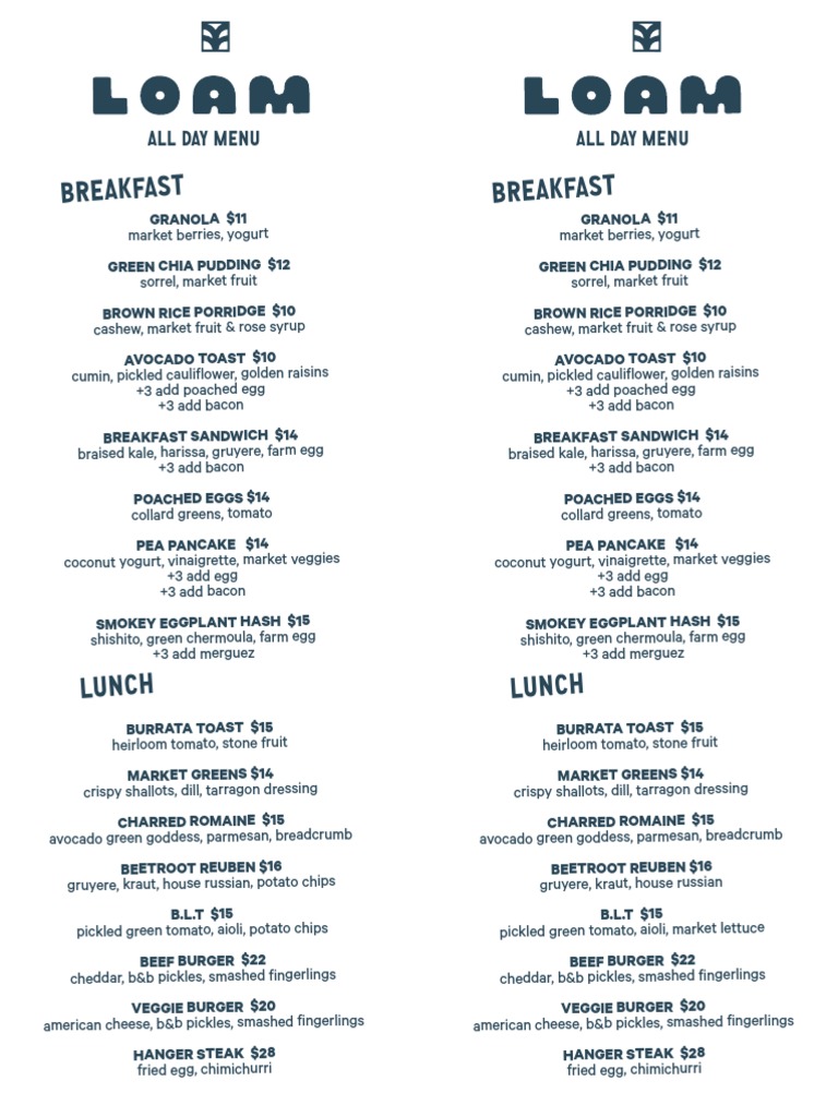 Breakfast Breakfast: All Day Menu All Day Menu | PDF | Hamburgers ...
