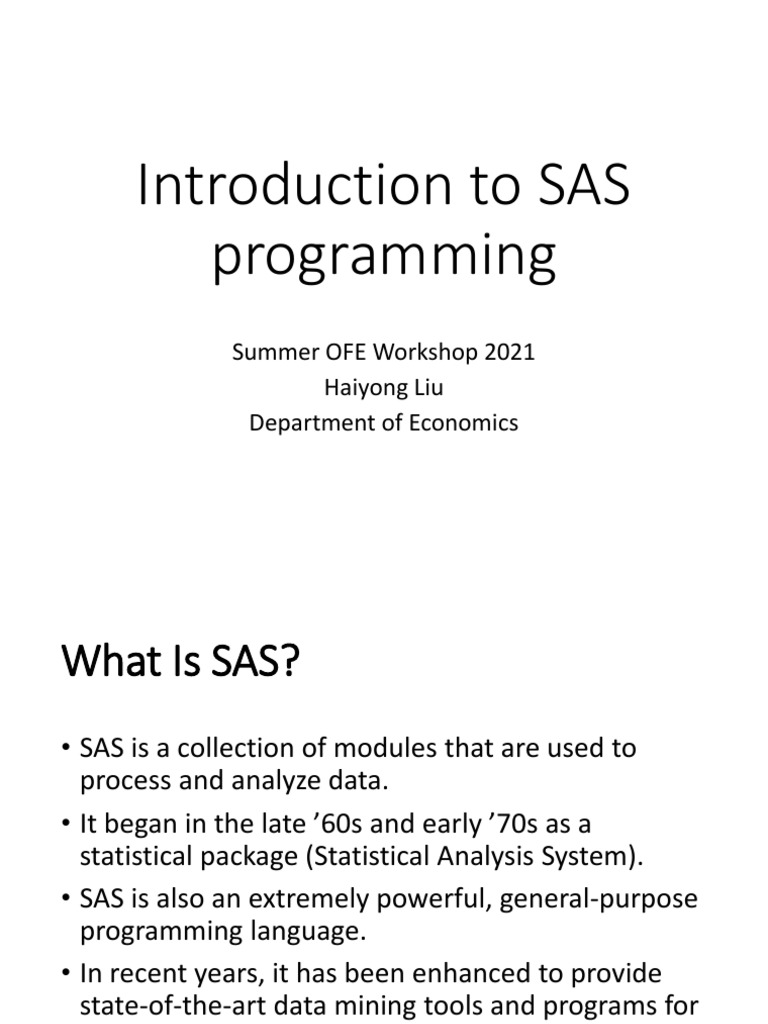 Sas Intro 2021ofe | PDF | Sas (Software) | Statistics