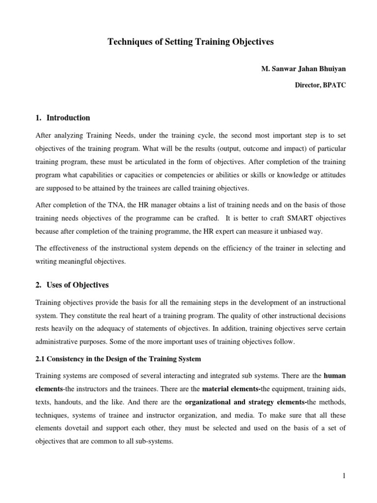 Training Objectives | PDF | Learning | Information