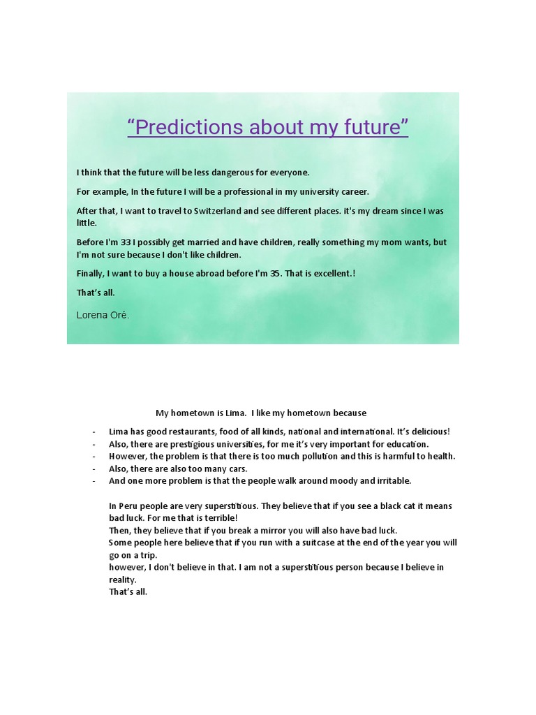 Lorena's Future Dreams & Reflections | PDF | Wellness