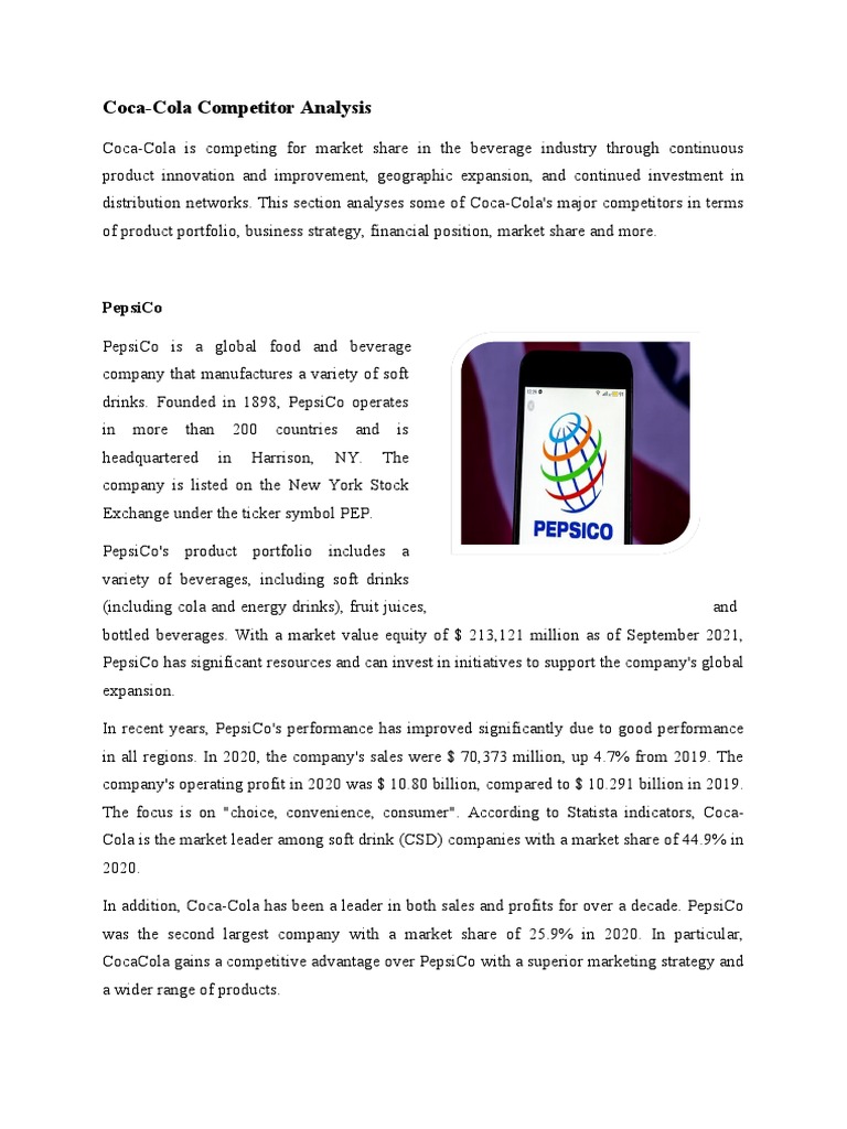 Coca-Cola Competitor Analysis Overview | PDF | Pepsi Co | Coca Cola