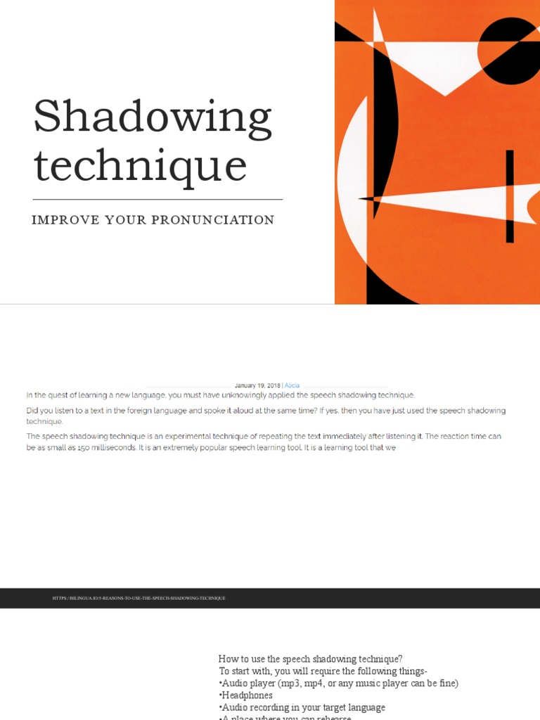 Shadowing Technique: Improve Your Pronunciation | PDF | Multilingualism ...