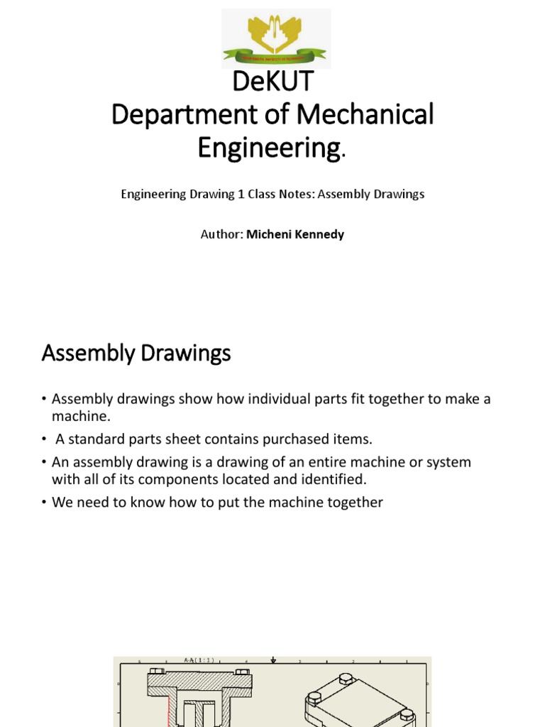Assembly Drawing of a Mechanical Engineering Class Project: Tension ...