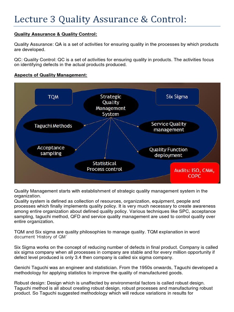 Quality Control Methods Overview | PDF | Quality Assurance | Quality ...