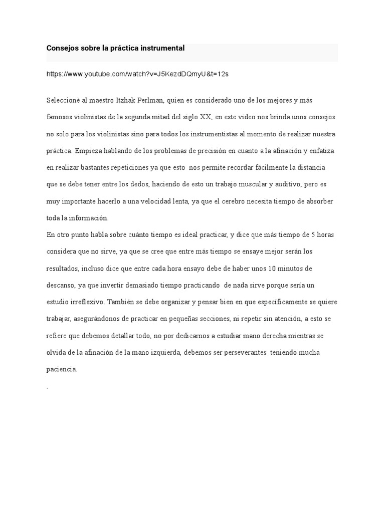 Consejos Sobre La Práctica Instrumental | PDF | Crecimiento personal y ...