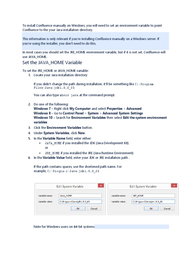 Setting The Java Home Variable In Windows Pdf Java Virtual Machine Java Programming