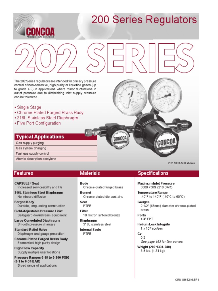 Regulator Series 202 | PDF | Valve | Gases