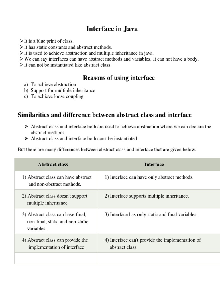 Interface in Java: Reasons of Using Interface | PDF | Class (Computer Programming) | Method ...